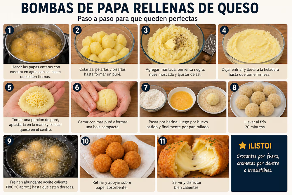 Receta viral de bombas de papa que se hace en 29 minutos y no necesita ...