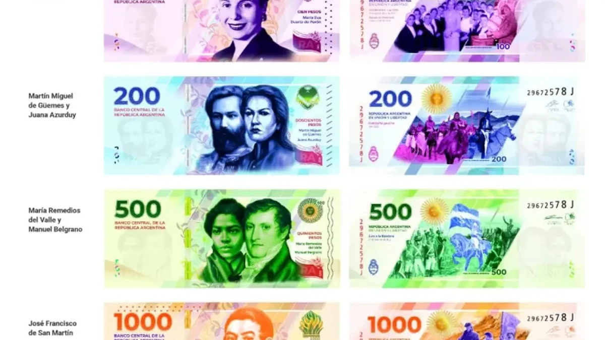 Los nuevos billetes con figuras patrias comenzarán a circular en seis meses